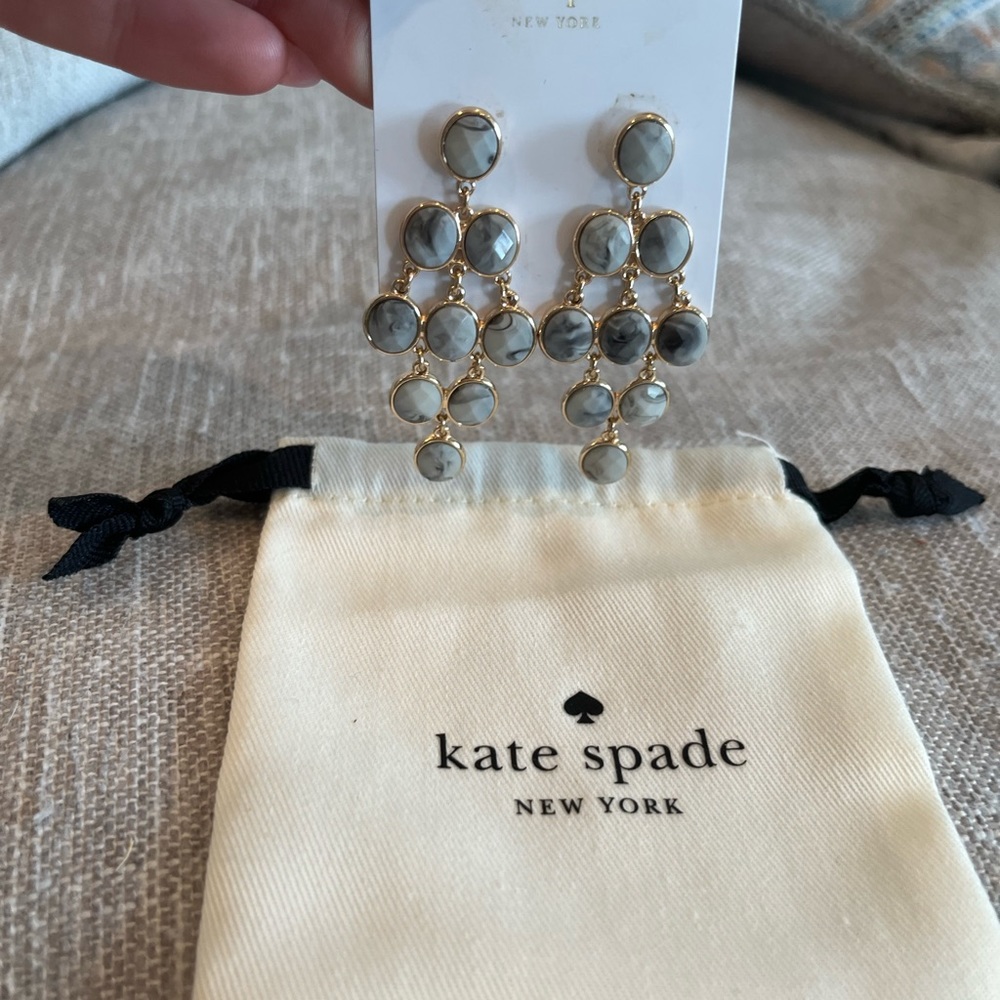 Kate Spade Grey/Marble Chandelier Drop Earrings - Gem